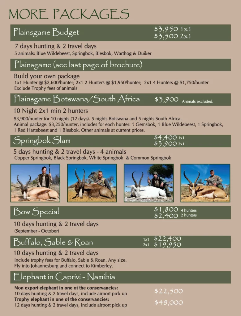 Kalahari Hunting Packages - Affordable and Customizable Safaris.